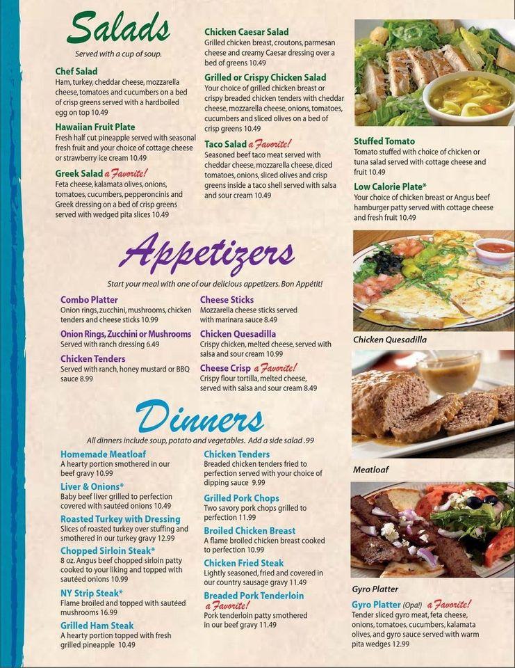 Menu at George's Cafe, Sun City