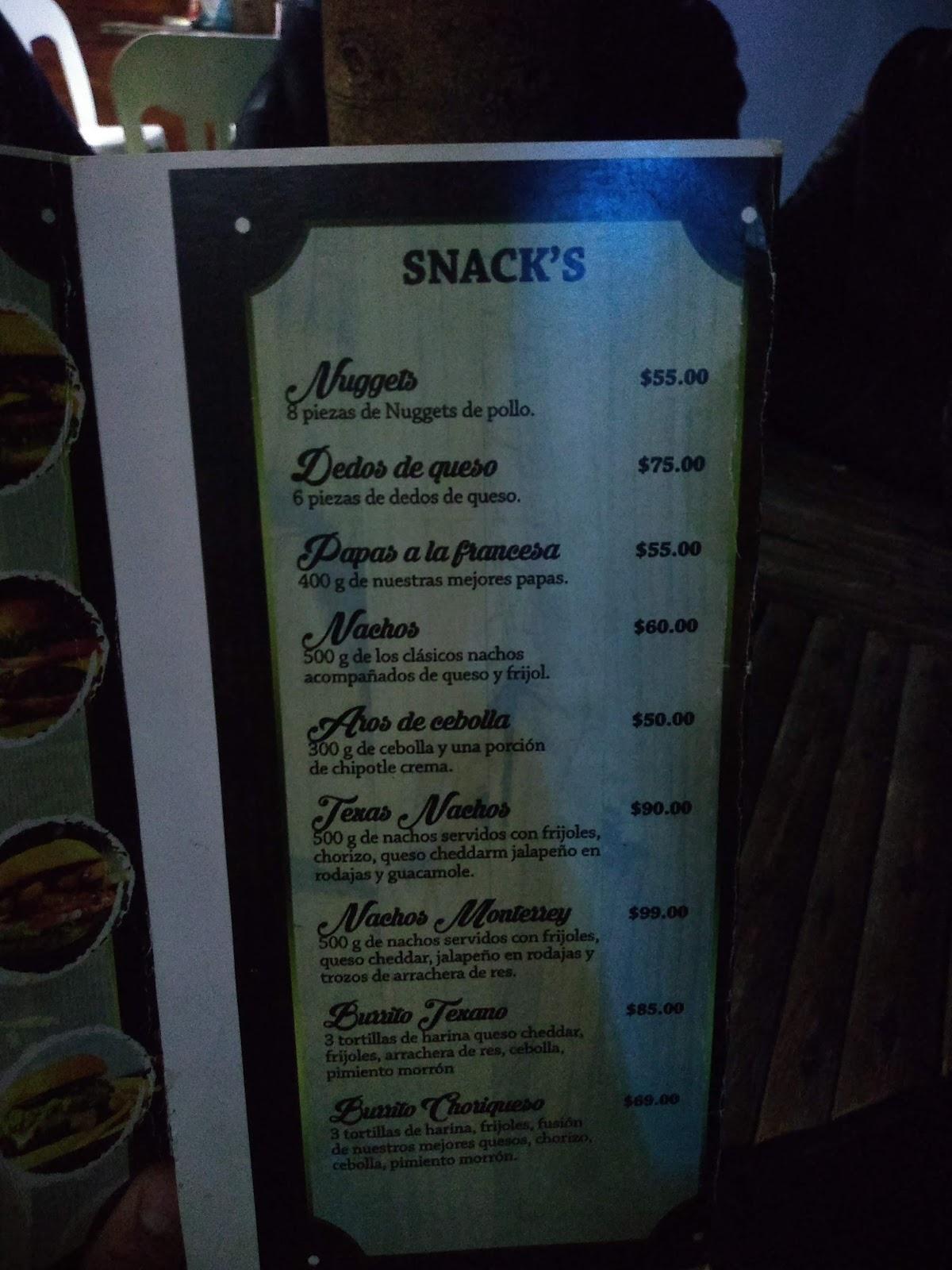 Menu at Golden Rock pub & bar, Tlaxcala