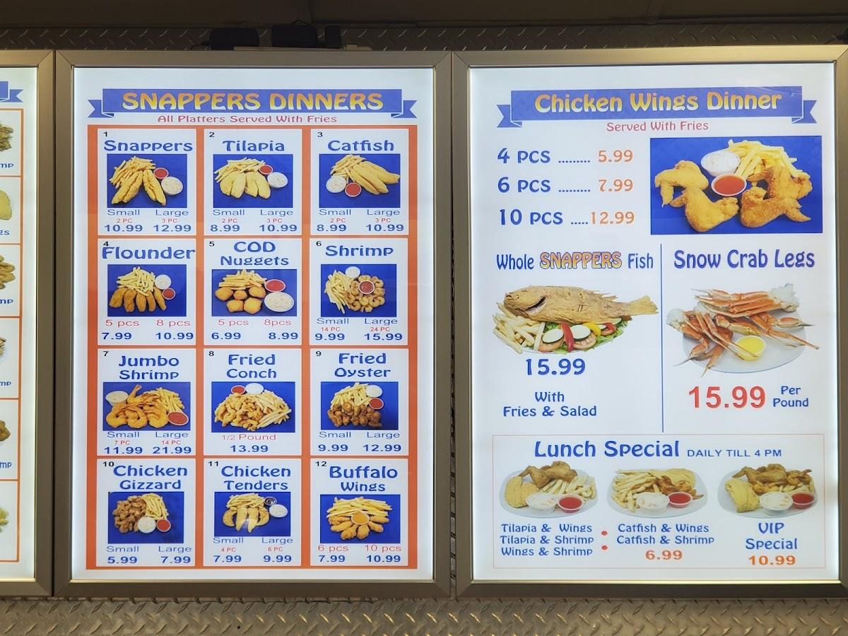 Carta del restaurante Snappers Fish & Chicken, Miami, NW 17th Ave