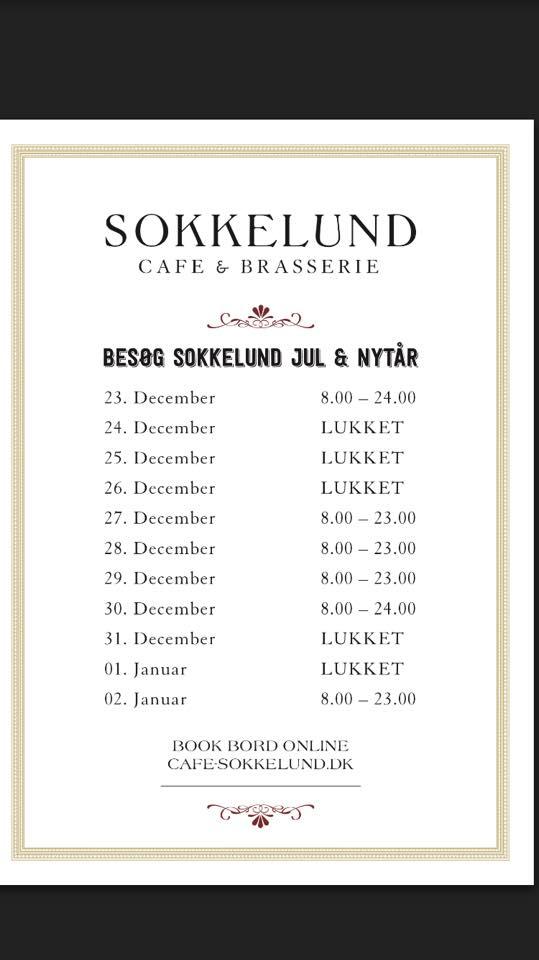 Menu at Sokkelund Cafe & Brasserie, Frederiksberg