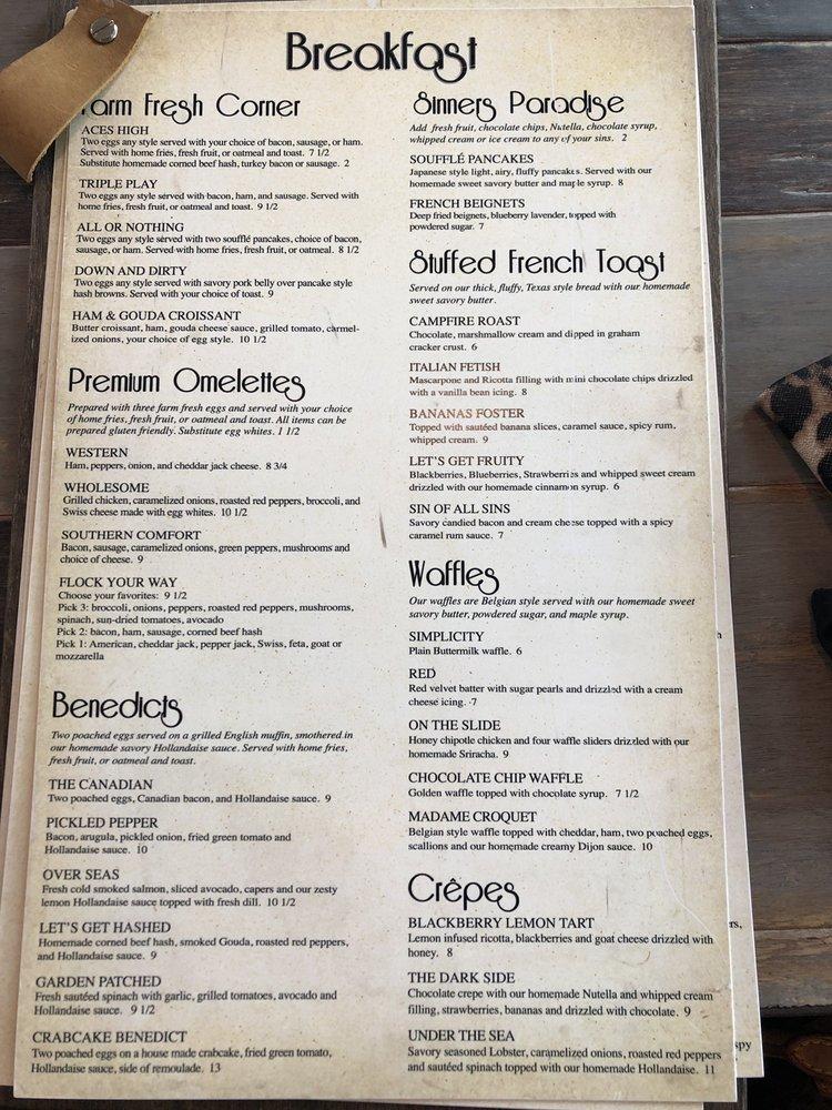 Menu at Souffle's desserts, North Myrtle Beach
