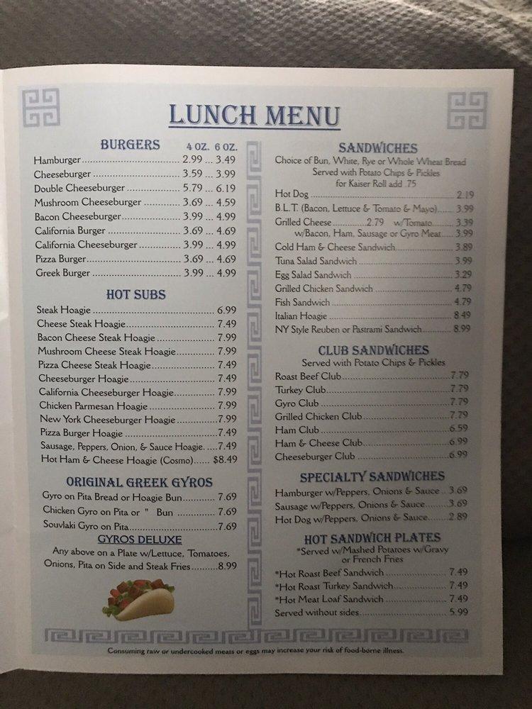 Menu at The Greek Isle Cafe, Mount Carmel
