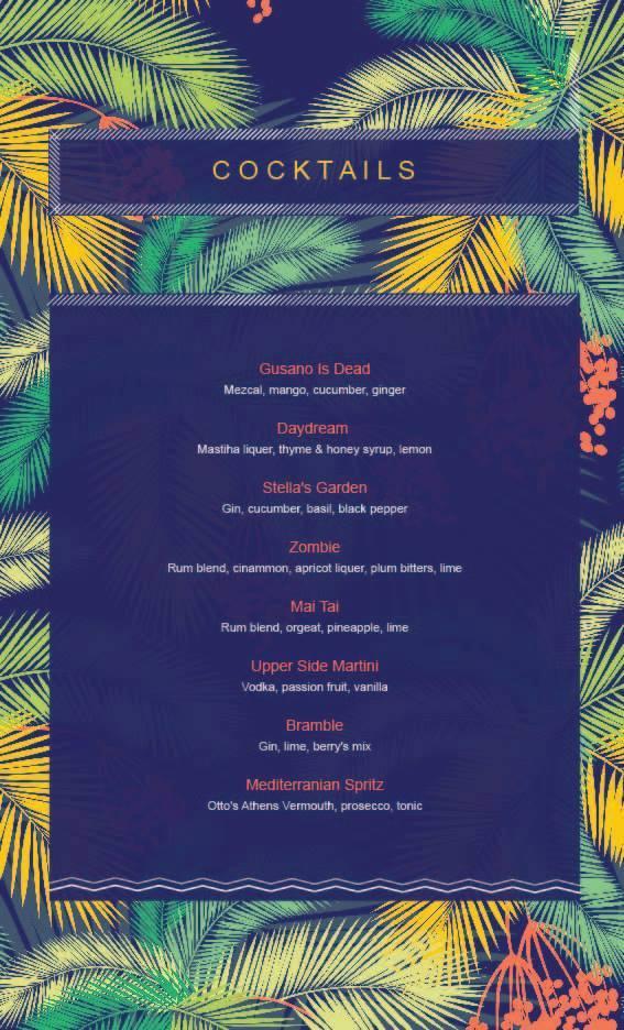 Menu at Under The Palm Tree, Ano Meria, Ano Meria