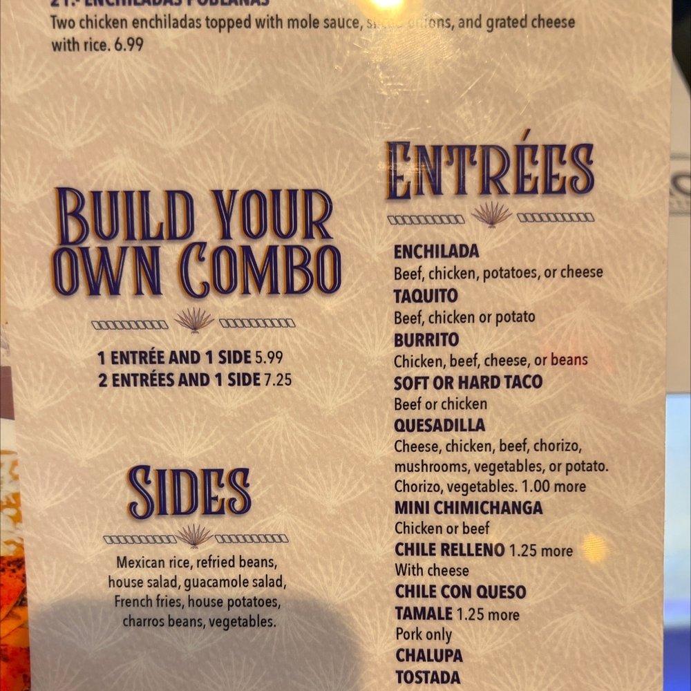 Menu at El Ranchero restaurant, Dublin, Alexander Rd