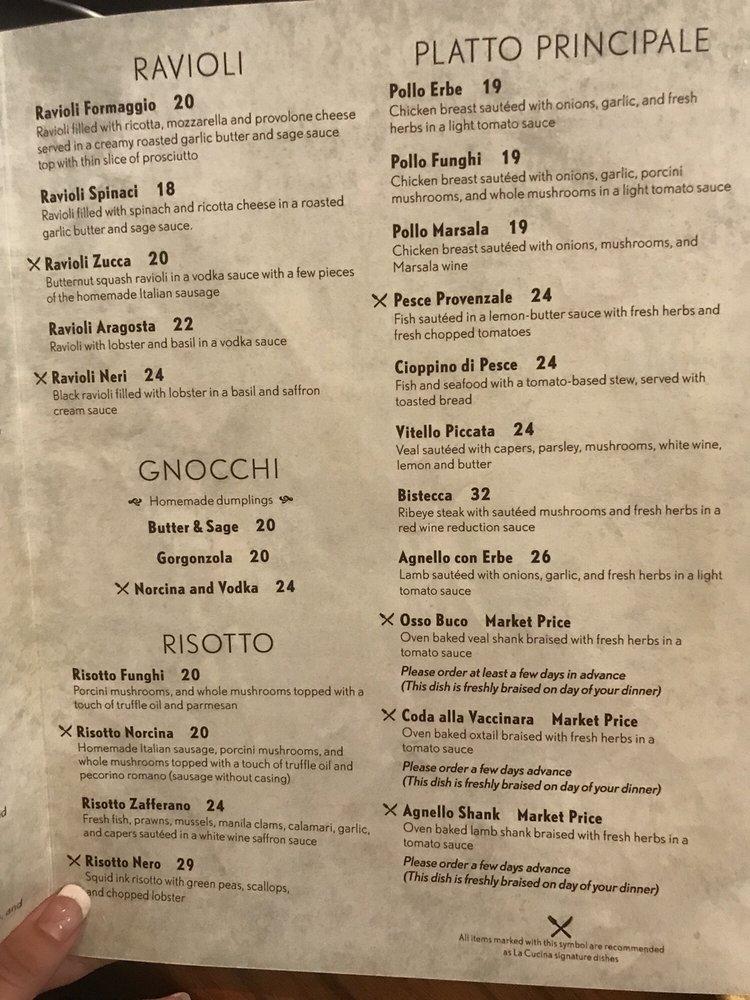 Menu at La Cucina Ristorante Italiano restaurant, Honolulu