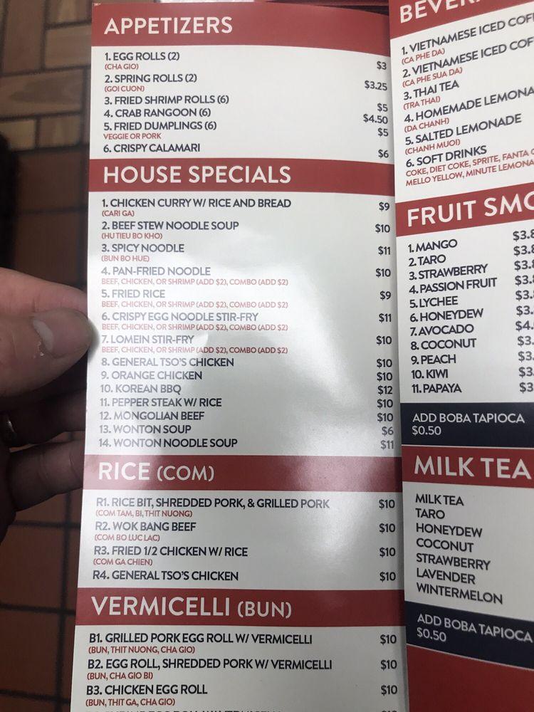 Menu at Pho U & Mi restaurant, Huntington
