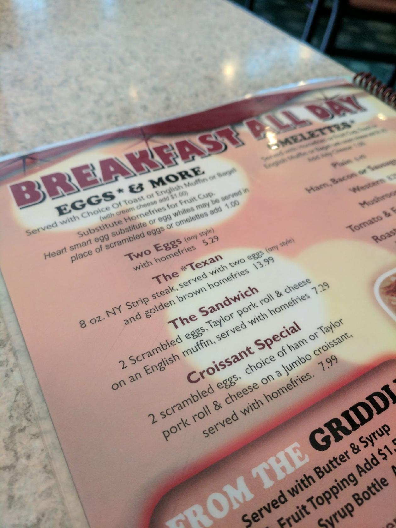 Menu at Starlite Diner restaurant, Trexlertown