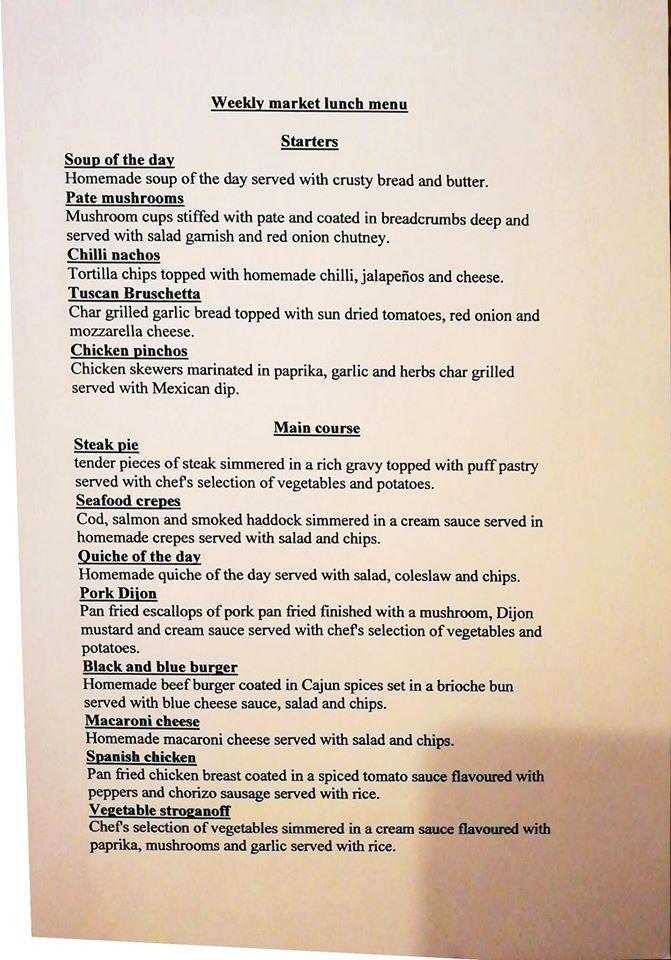 Menu at Auld Bakehouse cafe, Brechin