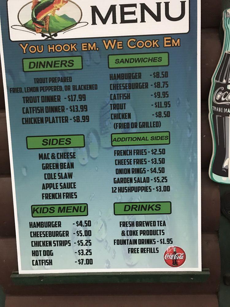 Menu at English Mountain Trout Farm restaurant, USA
