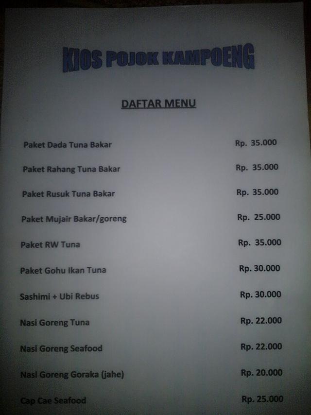 Carta de Kios POJOK KAMPOENG, Buyungon