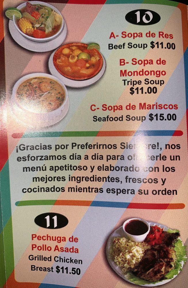 Menu at La Preferida restaurant, Takoma Park, New Hampshire Ave