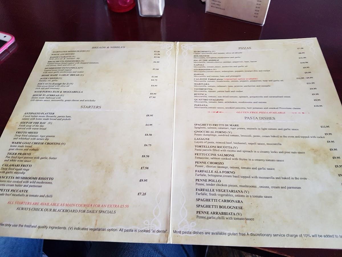 Menu at La Tavernetta Italian Restaurant, Southampton