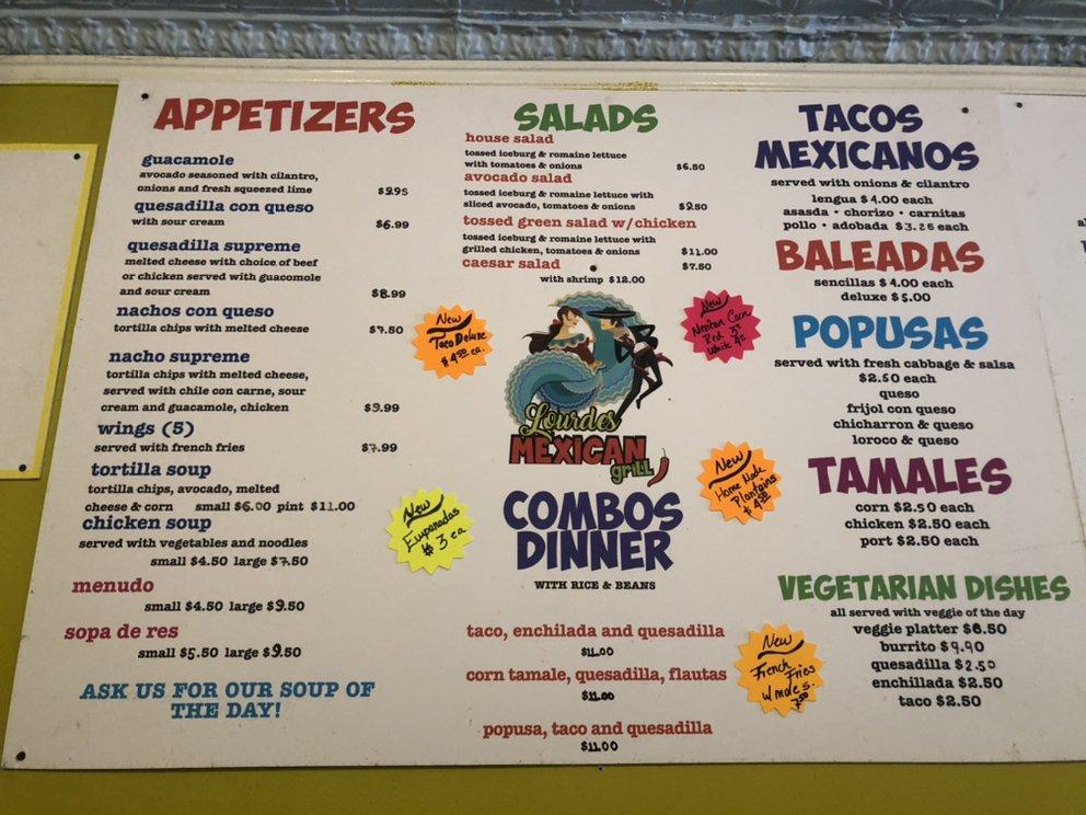 Carta del restaurante Lourdes Mexican Grill, Oyster Bay