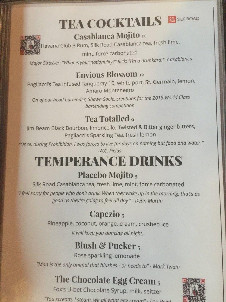 Menu at Pagliacci's steakhouse, Victoria