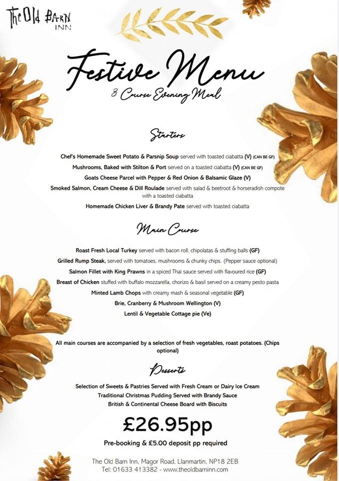 Menu at The Old Barn Inn, Newport