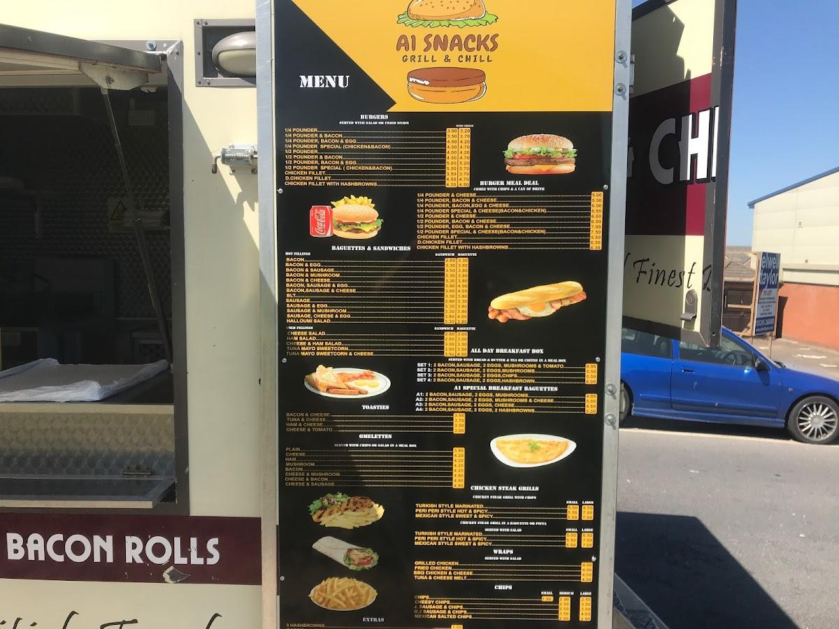 Menu at A1 BURGER VAN fast food, Chelmsford