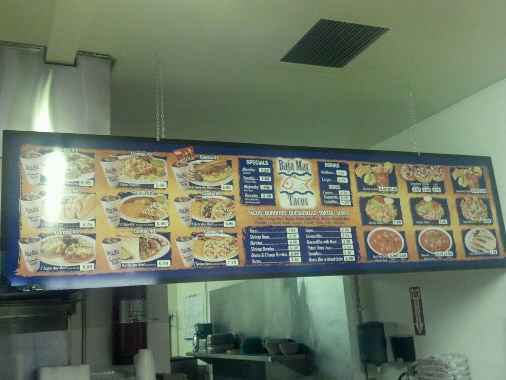 Menu at Baja Mar Taco fast food, Pico Rivera