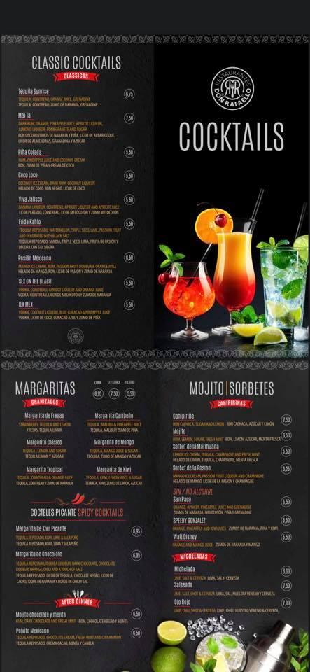 Menu at CANTINA DON RAFAEL restaurant, Puerto del Carmen, Av. de las Playas