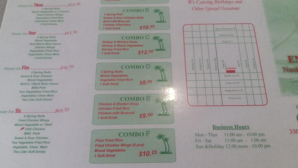 Menu at Enmore Nanking Restaurant, Vaughan