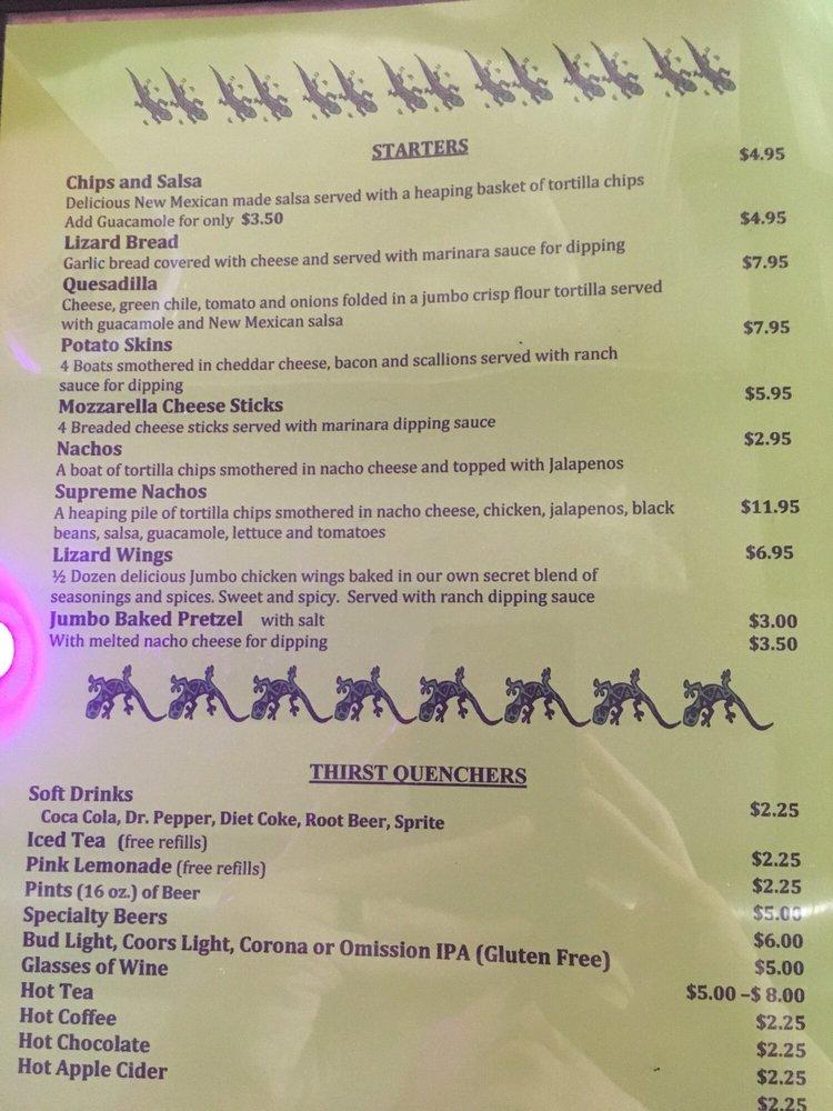 Menu at Lazy Lizard Grill pub & bar, Cedar Crest, NM-14
