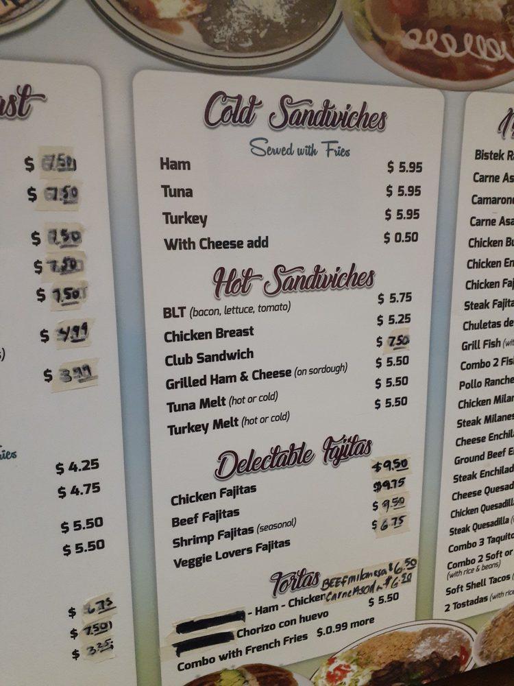 Menu at Mini Cafe, Santa Ana