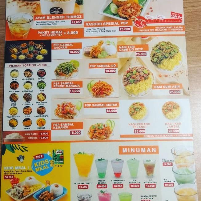 Menu at Ayam Blenger PSP Duri Kosambi restaurant, West Jakarta