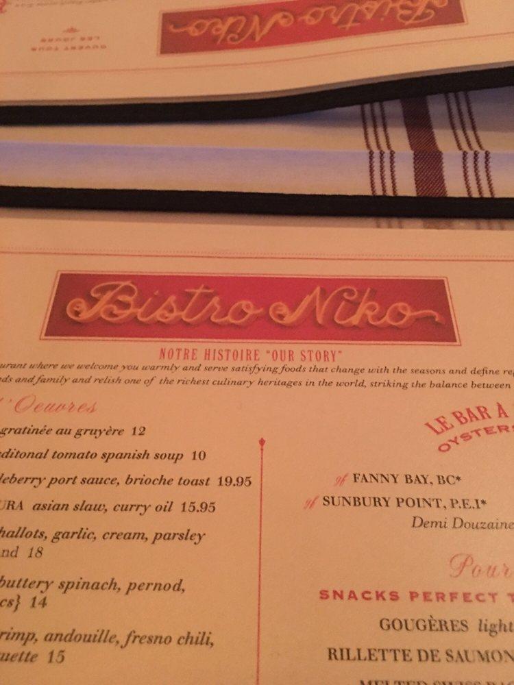 Menu at Bistro Niko restaurant, Atlanta, Peachtree Rd NE