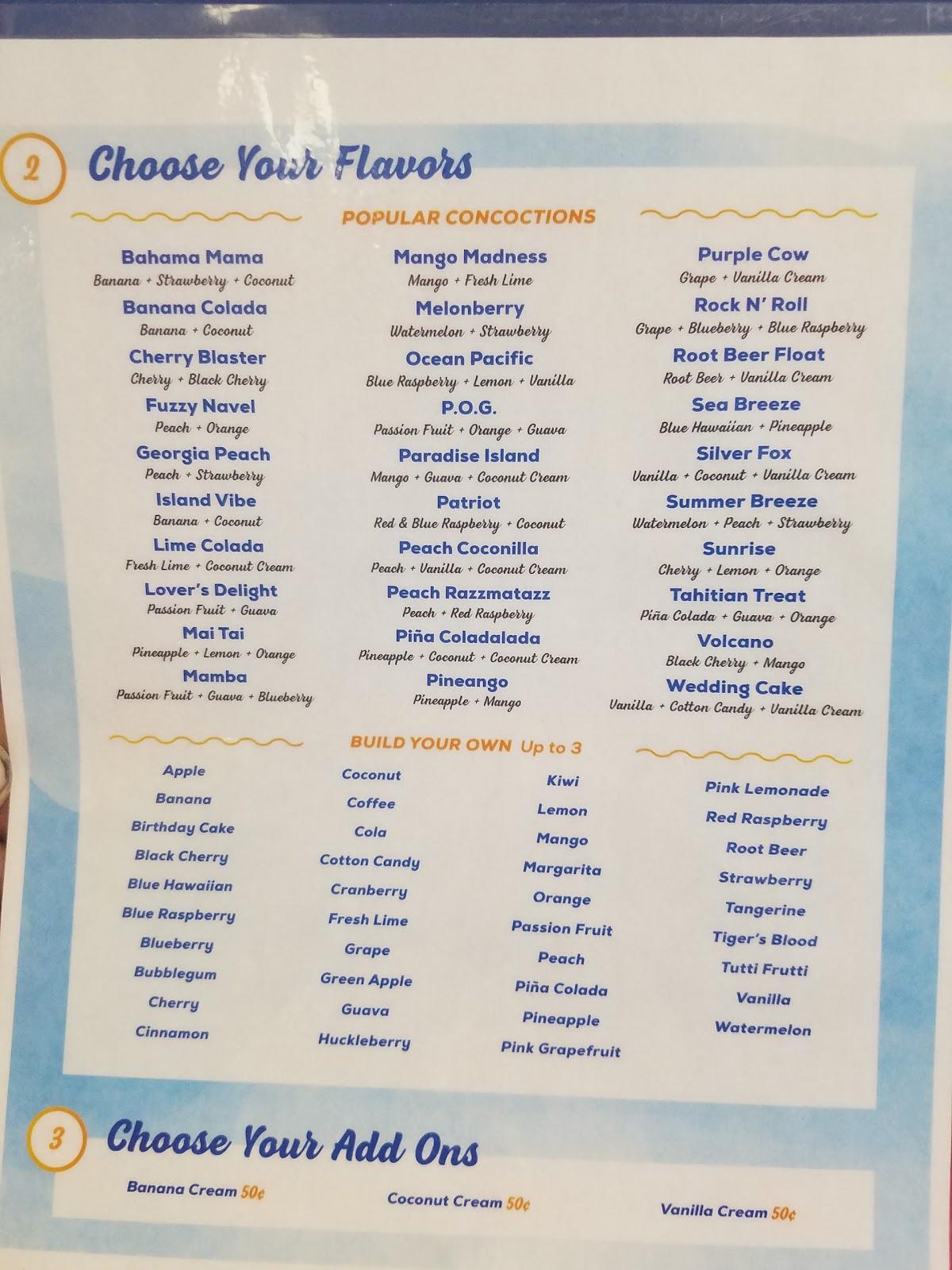 Menu at Daesy's Tropical Sno desserts, Arlington