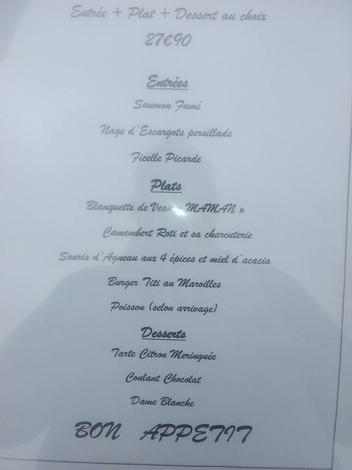 Menu au Chez Maman restaurant, Amiens