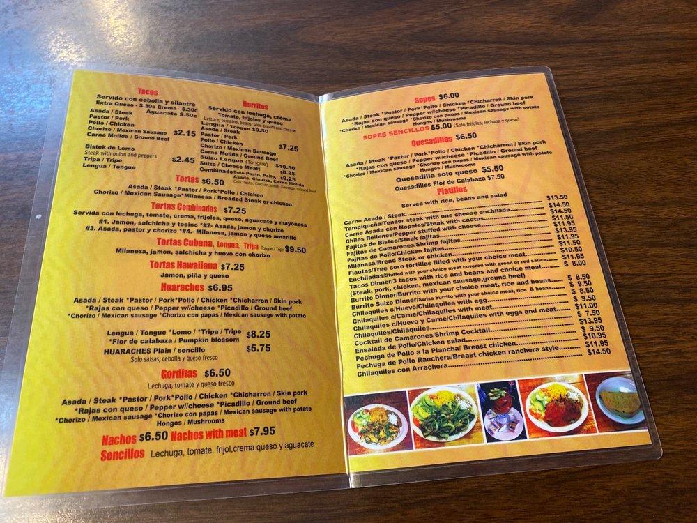 Menu at Hidalgo Restaurant, Chicago