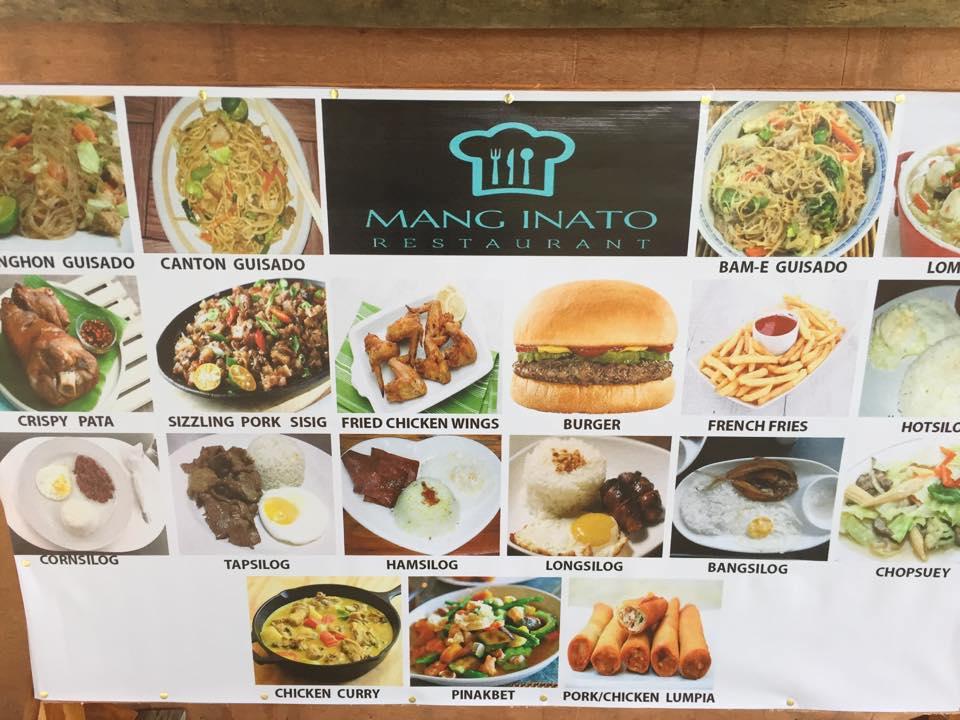 Menu at MANG INATO restaurant, Panglao