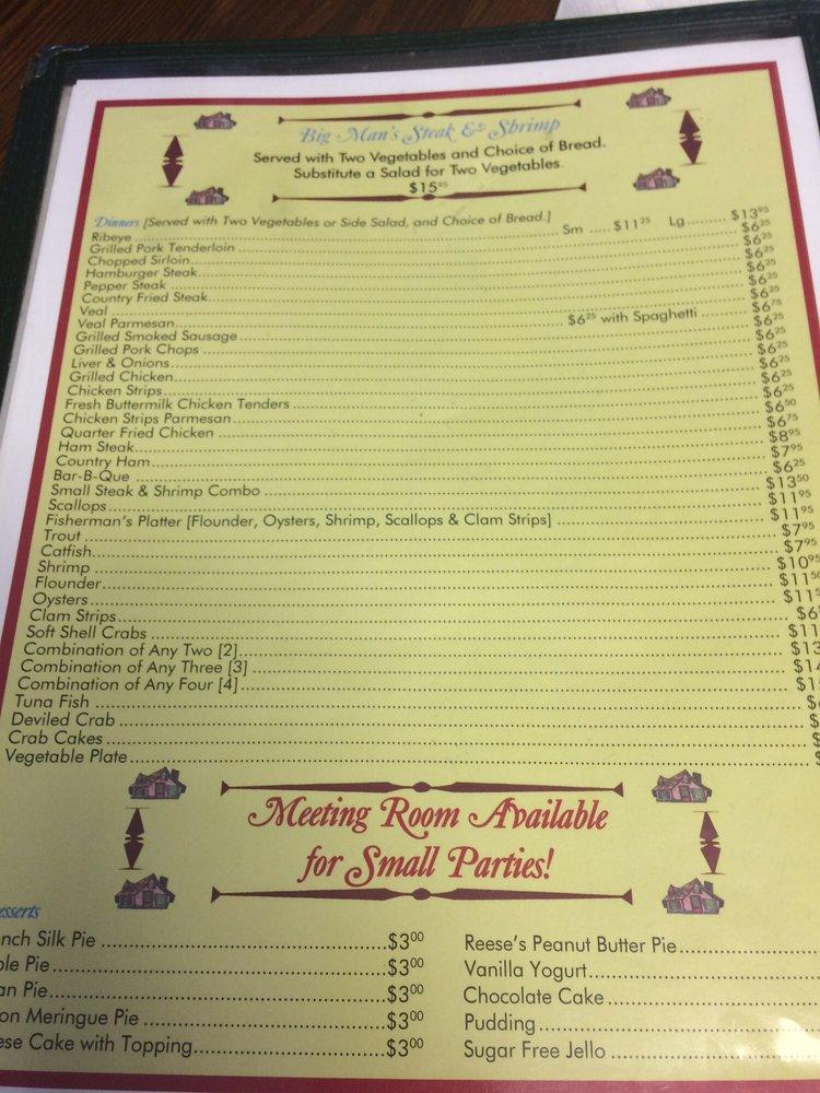 Menu at Cox Family Restaurant, Morehead City