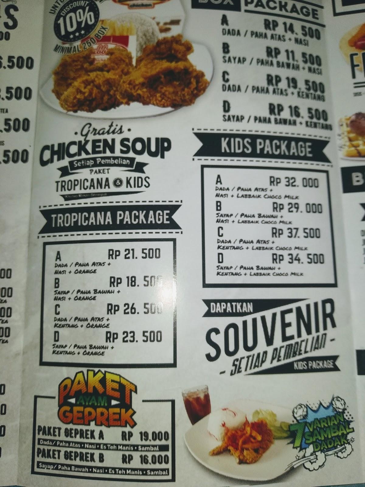 Menu at Labbaik Chicken restaurant, Pekanbaru