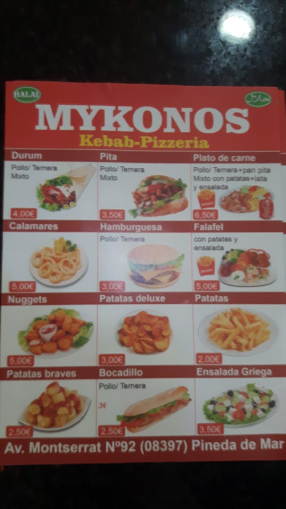 Menu at MYKONOS RESTAURANT&BAR, Pineda de Mar