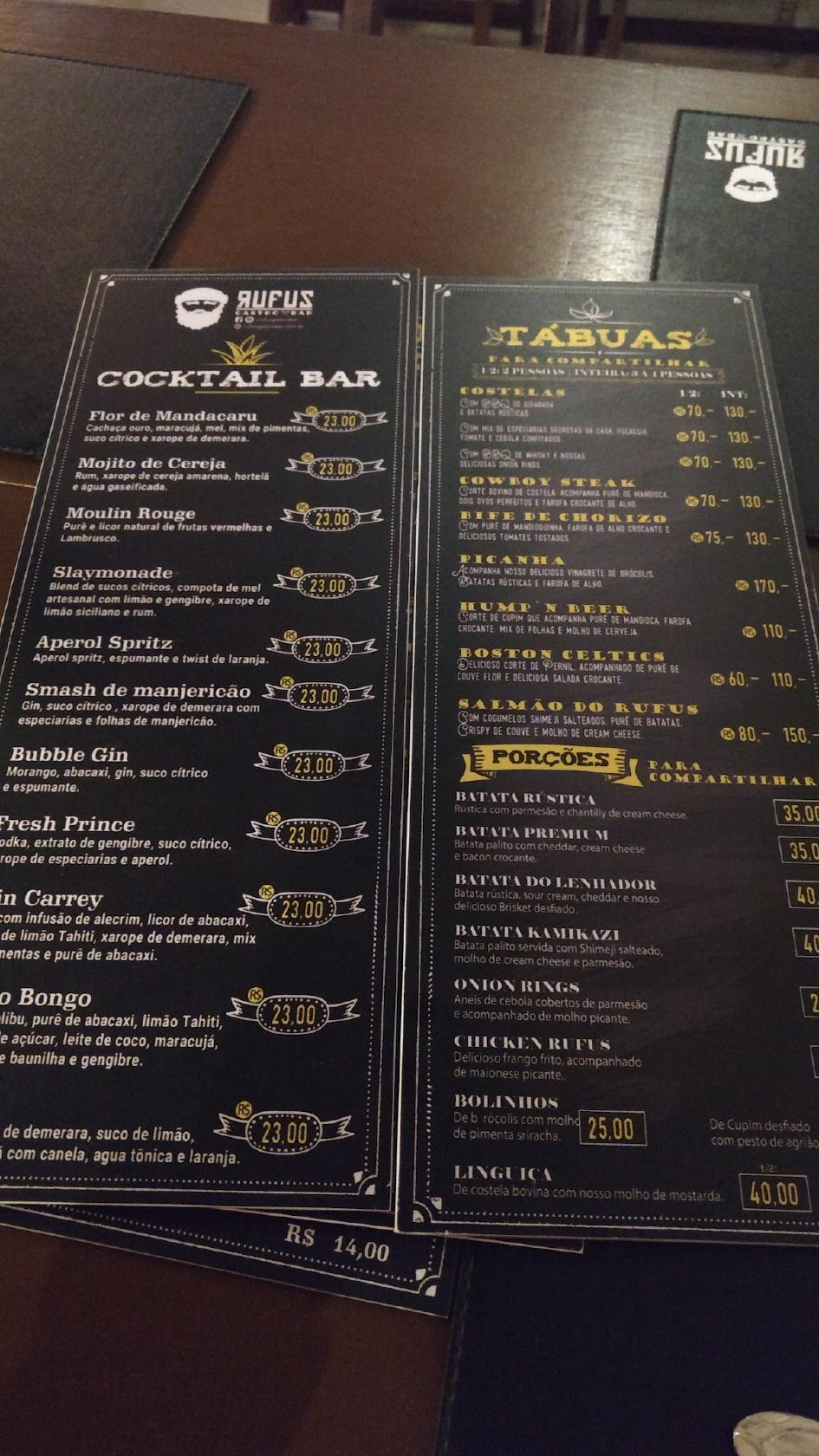 Menu em Rufus Gastrobar, Praia Grande