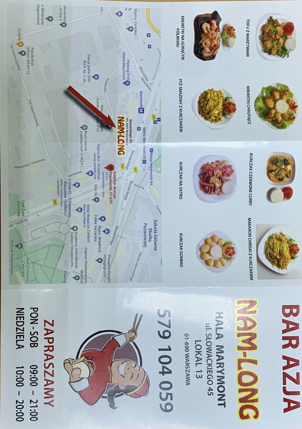 Menu at BAR AZJA NAM LONG, Warsaw
