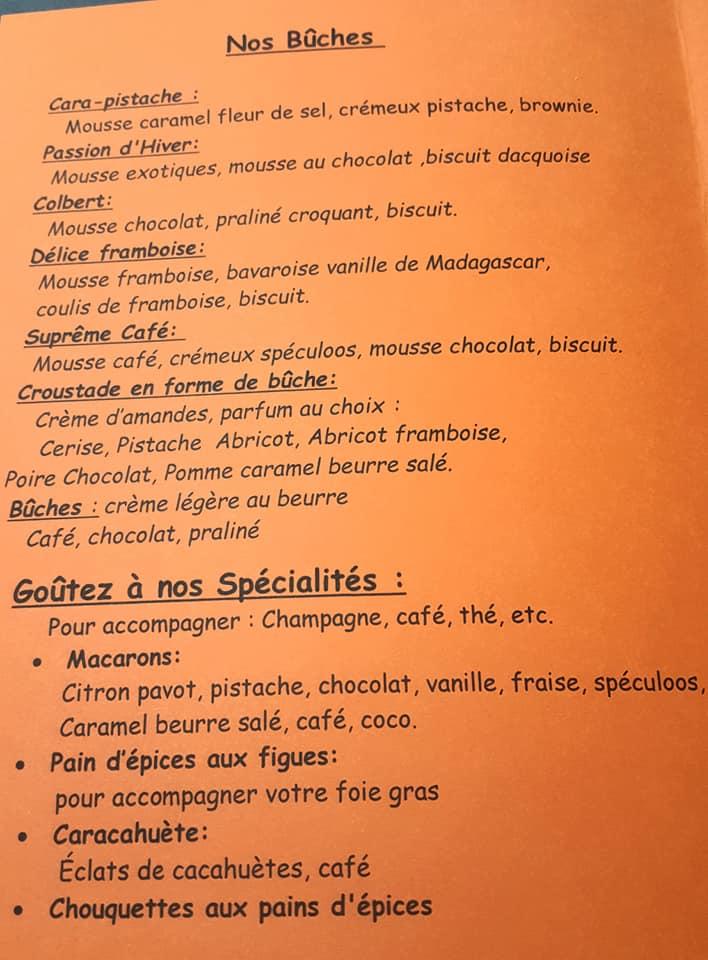 Menu at Boulangerie patisserie Colbert, Châtellerault
