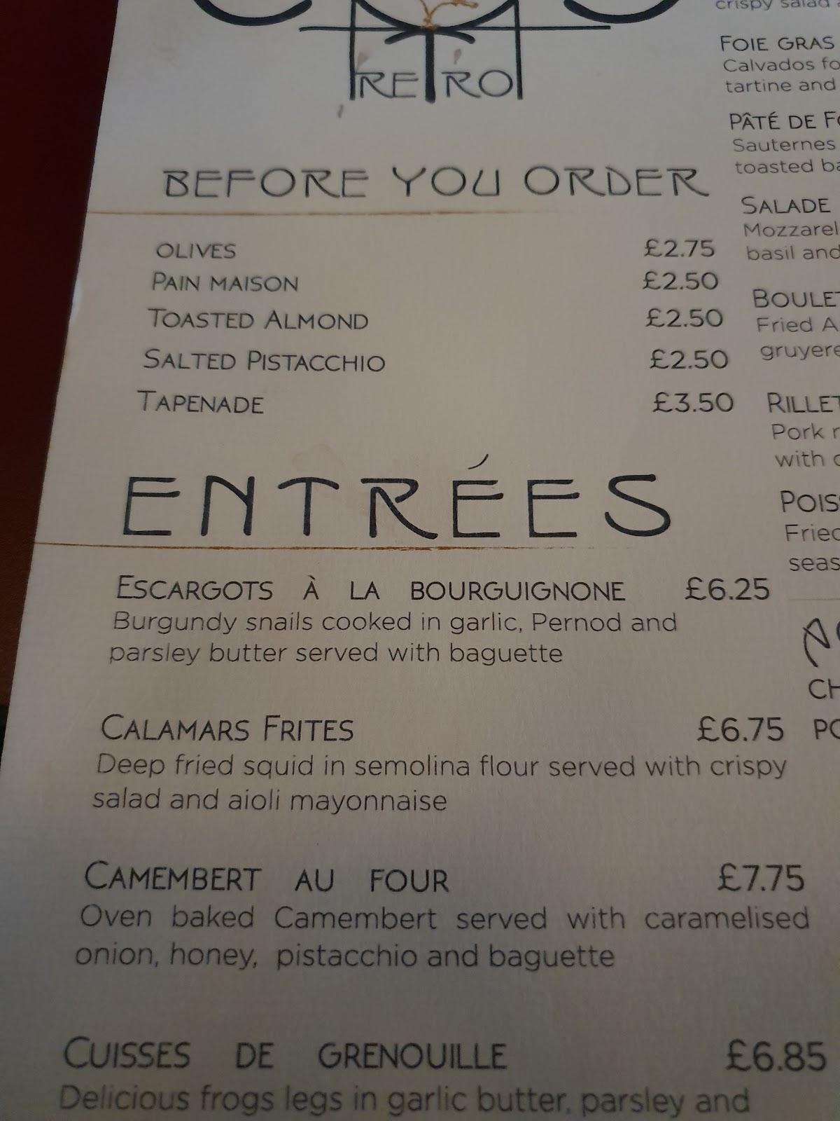 Menu at Coco Retro Restaurant Bistro, Royal Tunbridge Wells