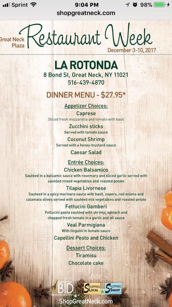 Menu at La Rotonda Ristorante pizzeria, Great Neck