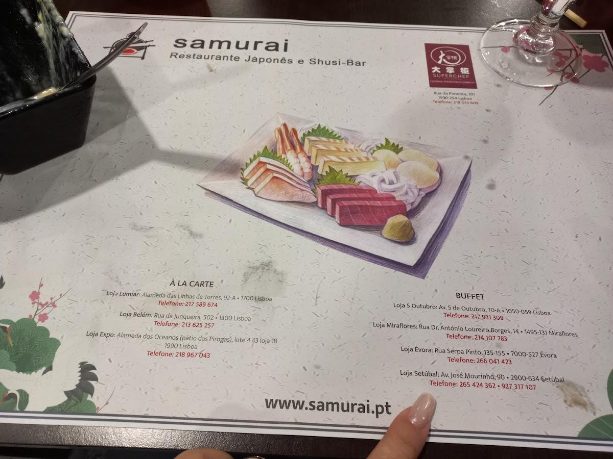 Menu em Restaurante Samurai, Setúbal