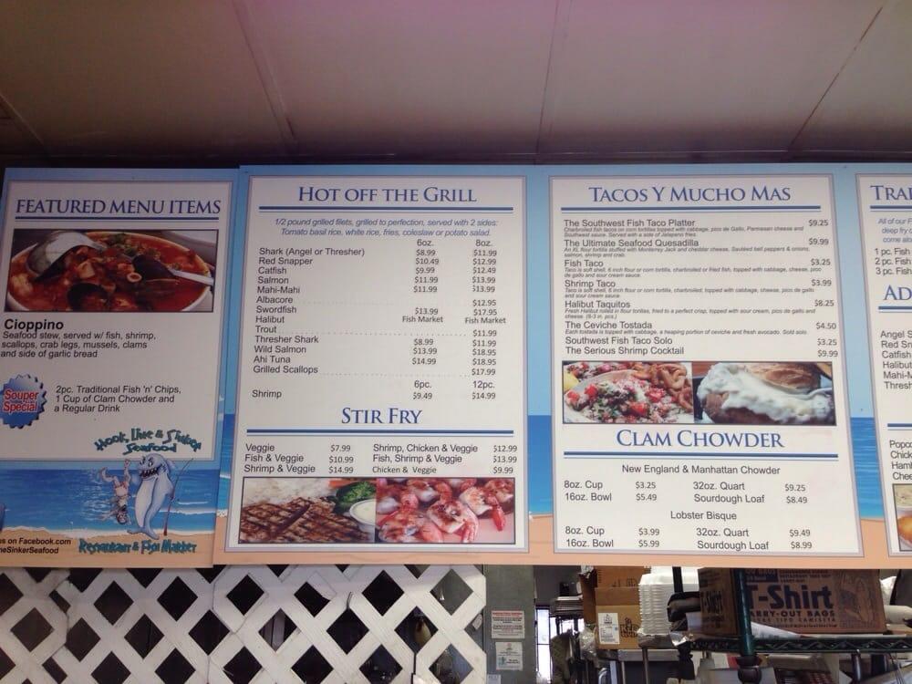 Menu at Hook Line & Sinker Seafood restaurant, Oxnard