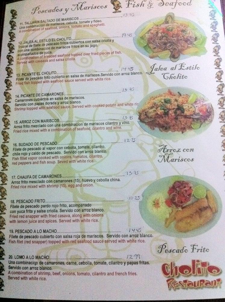 Menu at Parrilla's Cholito restaurant, Downey