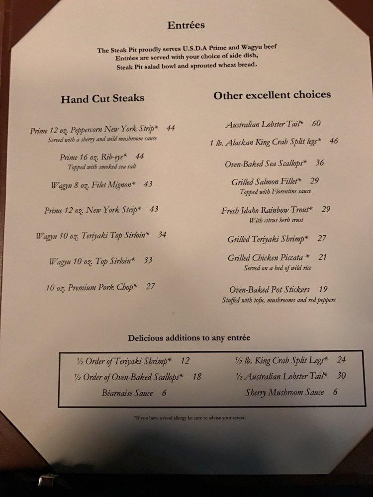 Menu at Steak Pit Restaurant, Alta