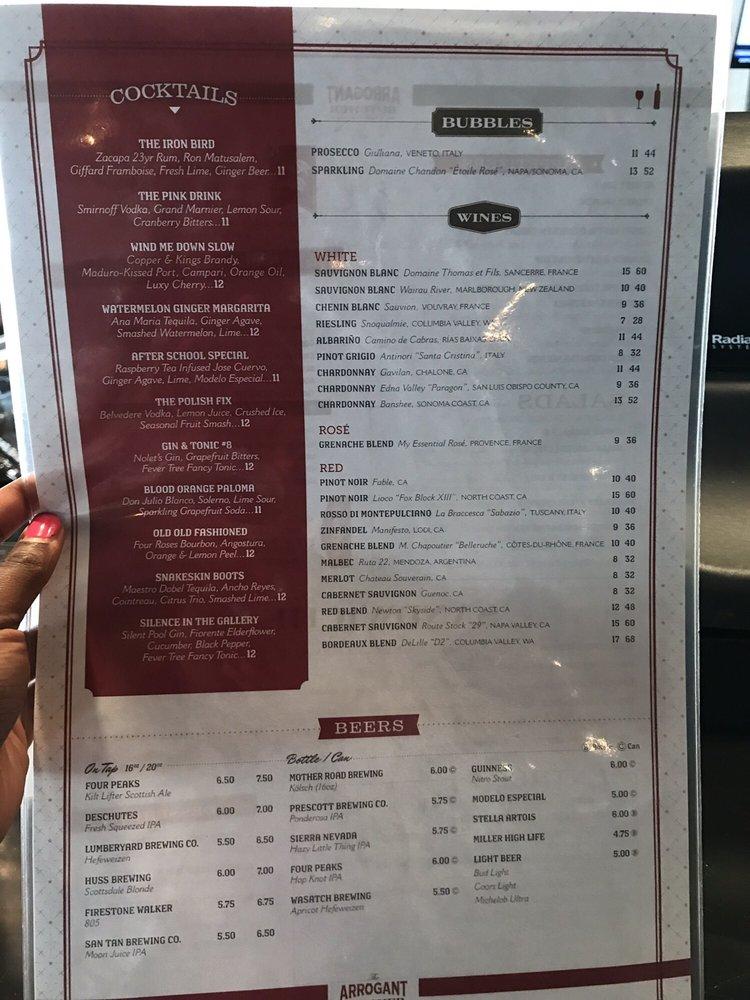 Menu at The Arrogant Butcher restaurant, Phoenix