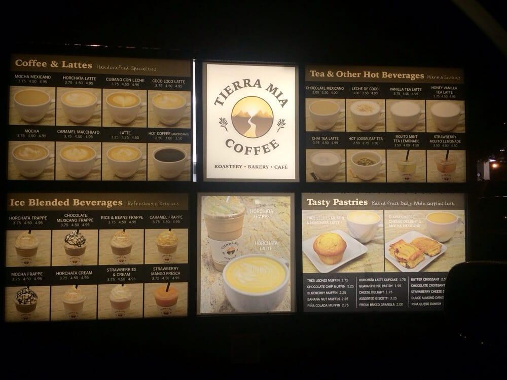 Menu at Tierra Mia Coffee Drive Thru cafe, Lynwood, Atlantic Ave