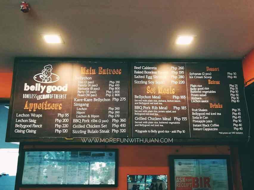 Menu at Belly Good Boneless Lechon, Pasig, Second Floor