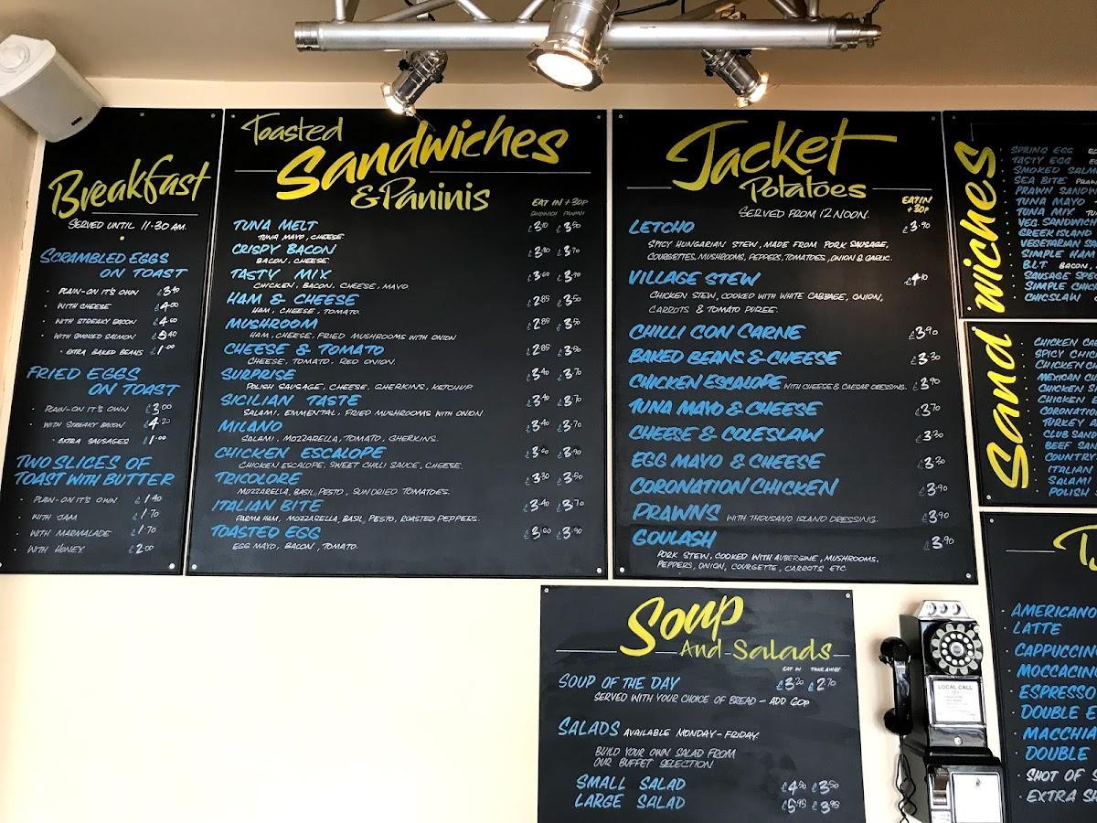 Menu at Blue Cafe, Leatherhead