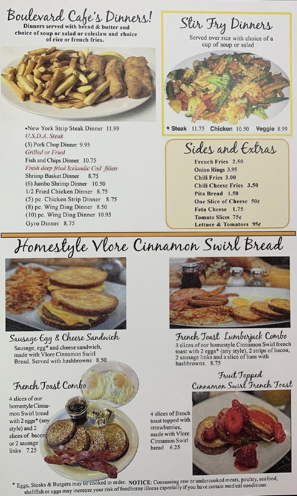 Menu at Boulevard Cafe & Coney, Detroit