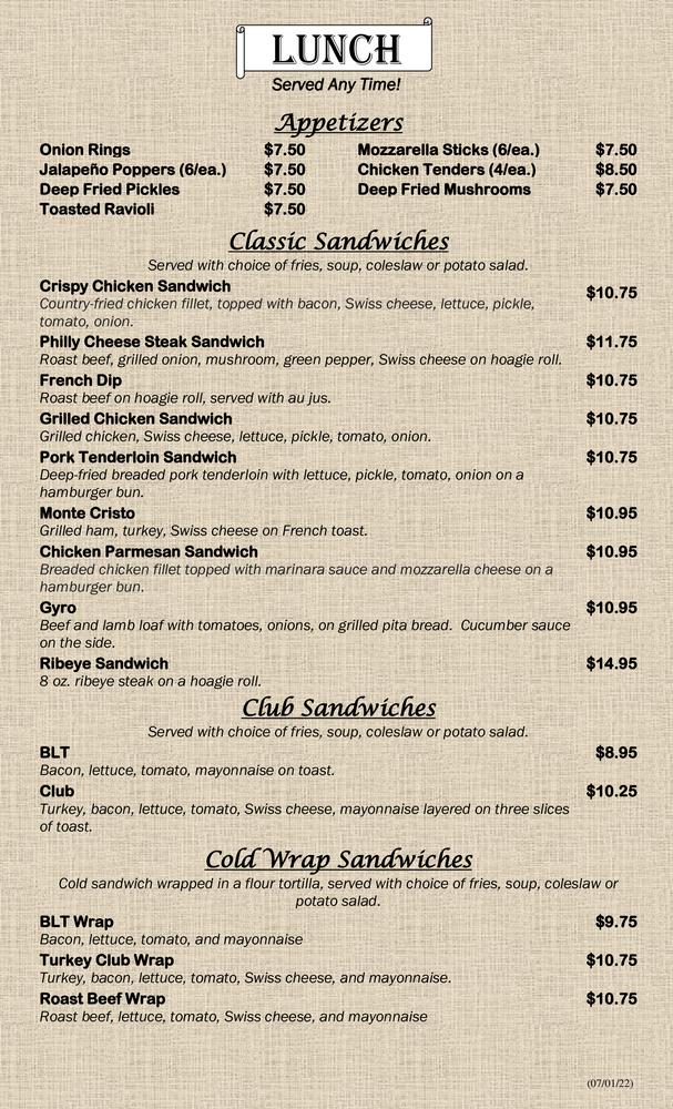 Menu at Monroe Family Restaurant, Monroe City
