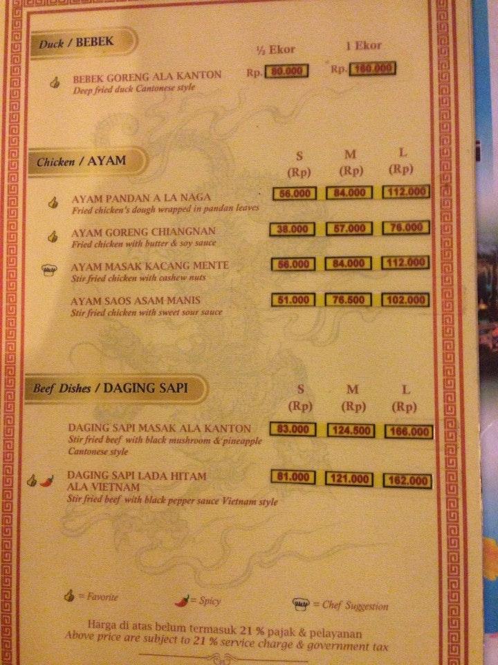 Menu at Naga Restaurant, Batu Layar